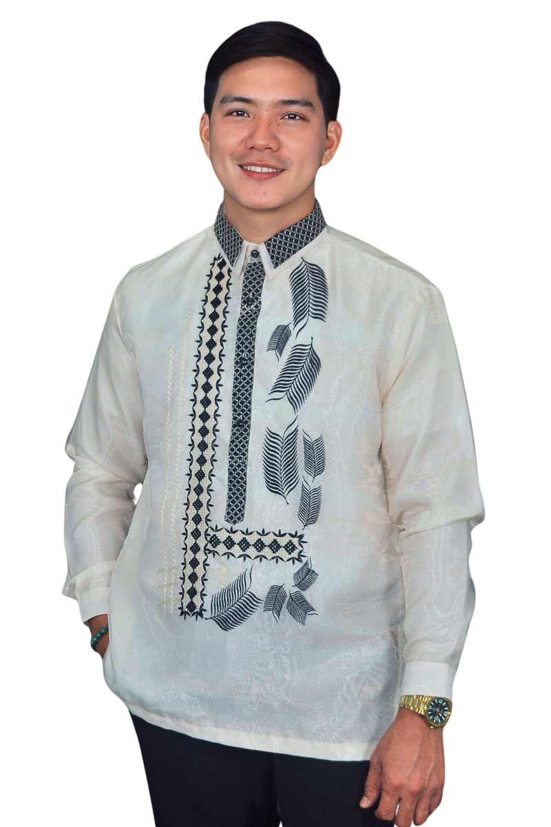 Organza Classic Barong Tagalog with Modern Black Embroidery Accents ...
