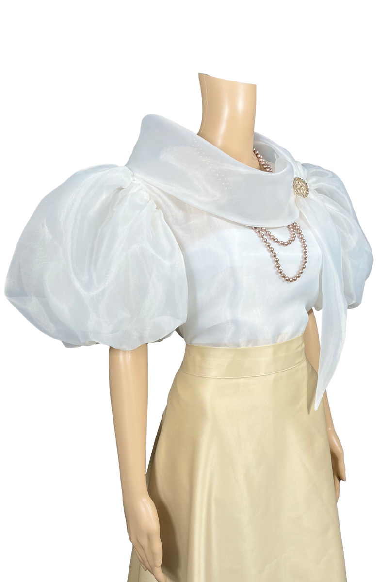 Elegant Sheer Cloud Filipiniana Kimona with Modern Puff Sleeve ...