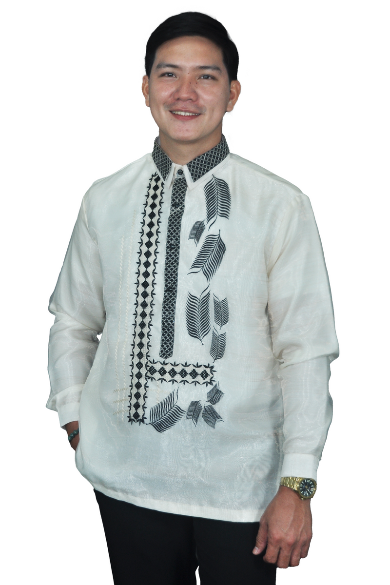 Classic Barong Tagalog with Modern Black Embroidery Accents - Chrisant ...