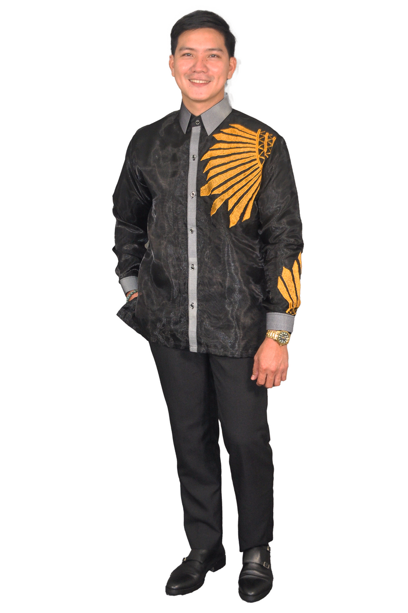 Organza Black "Sinag" Barong Tagalog - Antonio - JK40 – Barong World