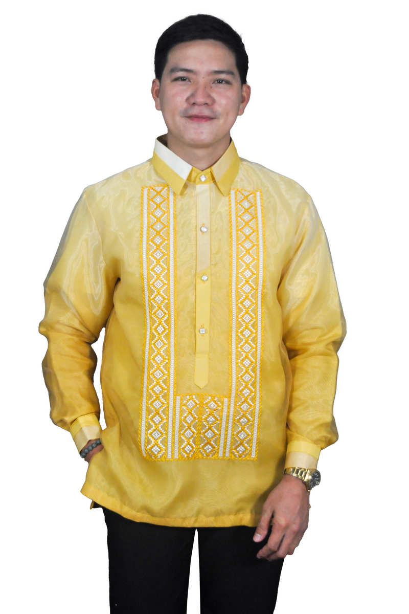 Elegant Golden Barong Tagalog for Men - Reymart - JK37 – Barong World