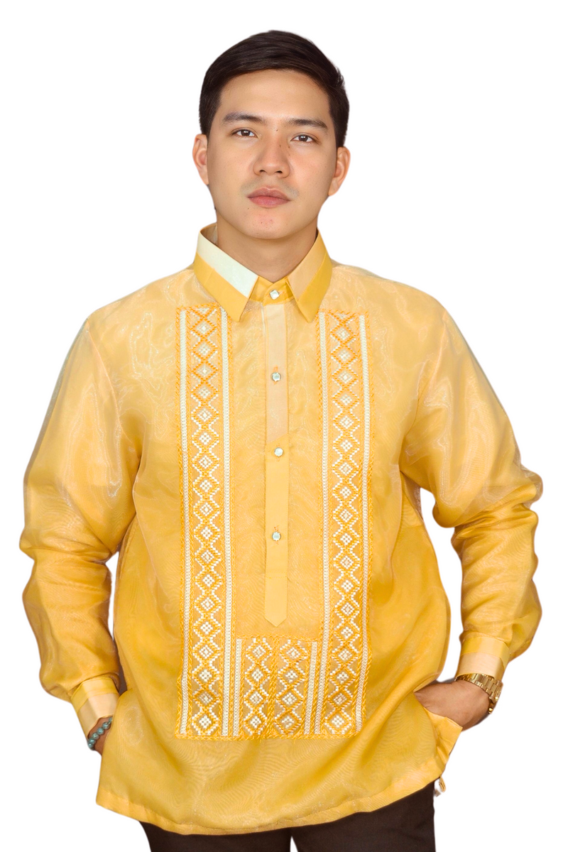 Organza Elegant Golden Barong Tagalog - Reymart - JK37