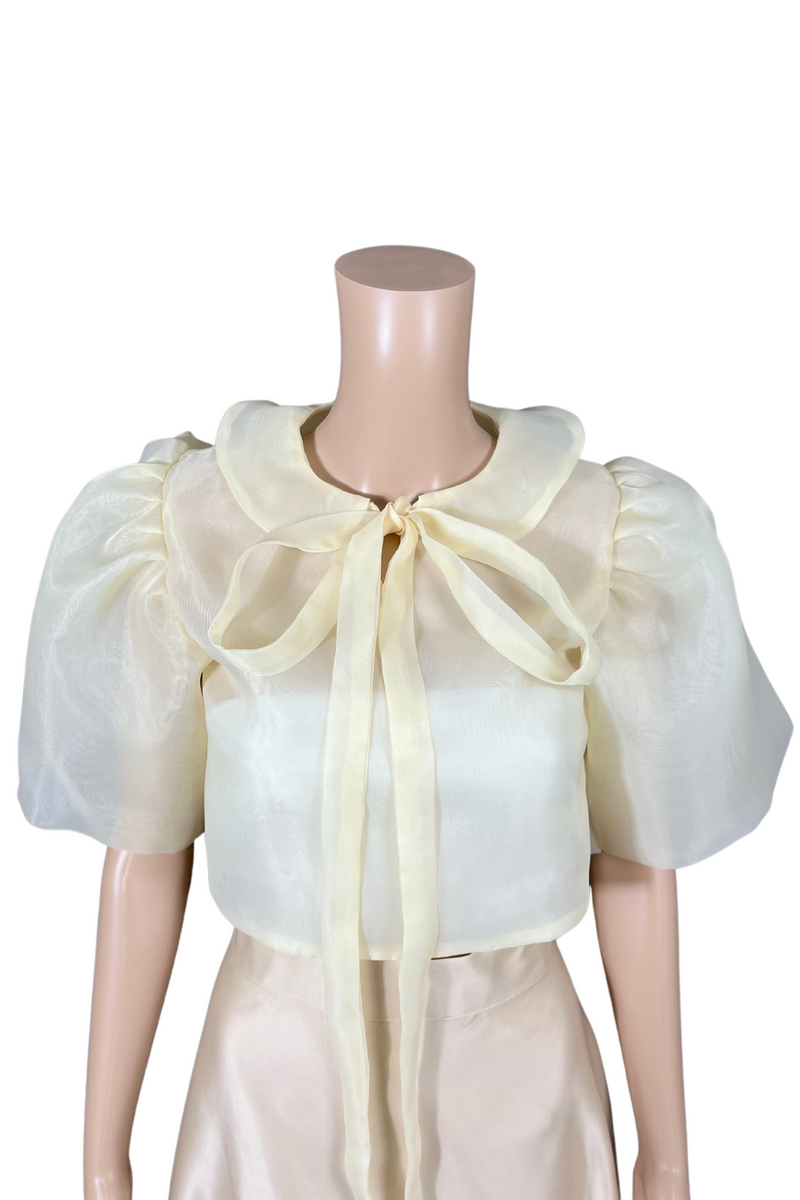 Elegant Light Beige Filipiniana Kimona with Modern Puff Sleeve - Myrce ...