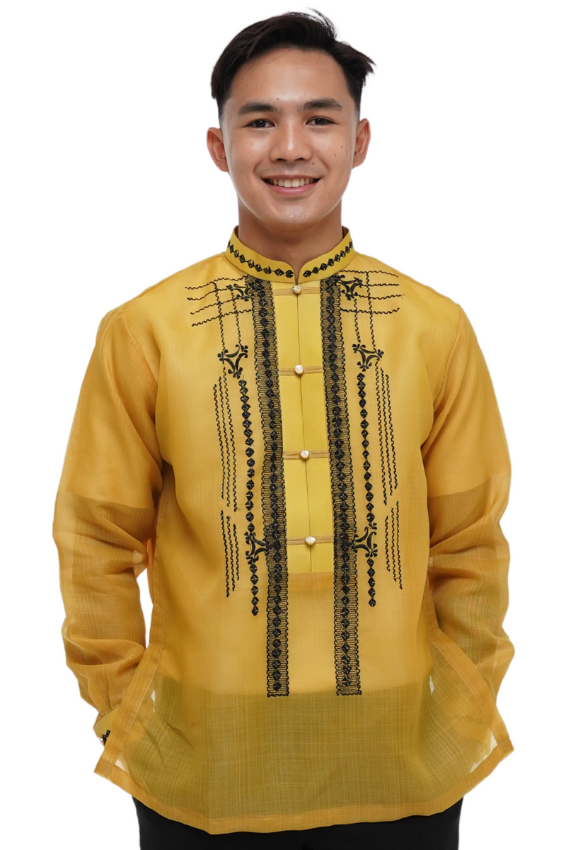 Pina Cocoon Premium Yellow Cultural Barong Tagalog - Isiah - JV405