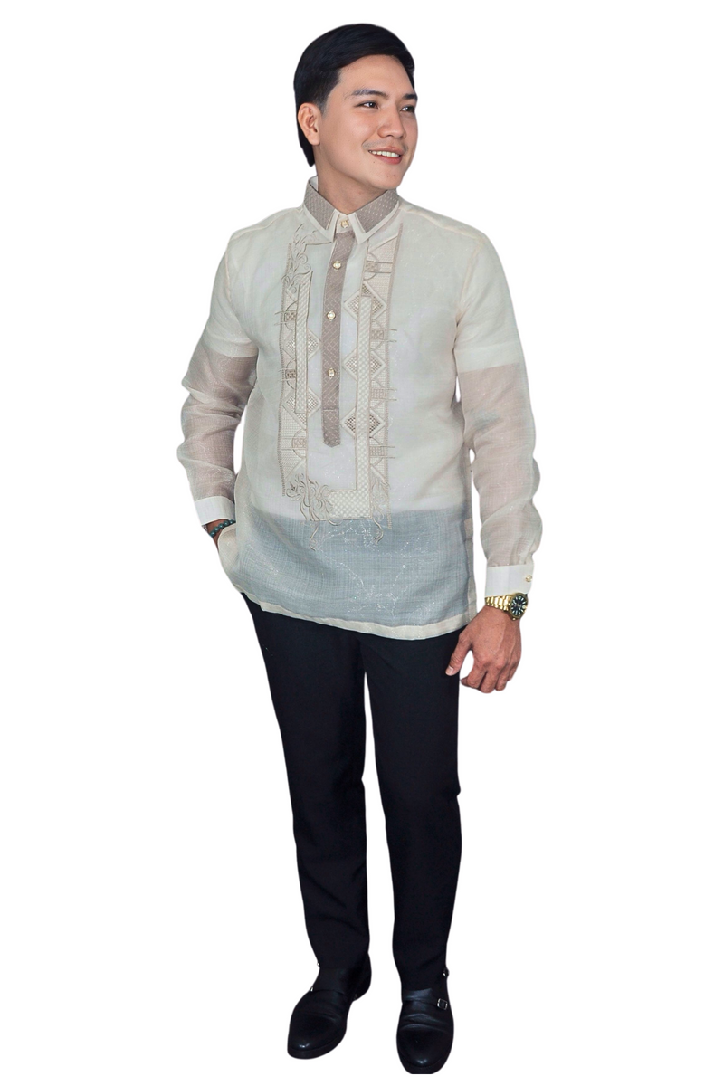 Pina Cocoon Elegant Barong Tagalog with Modern Patterns - Vedasto - JN68