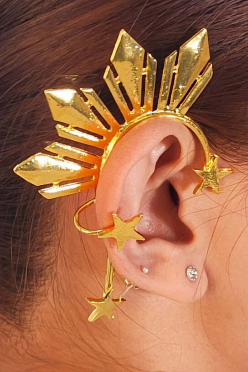 Radiant Philippine Sun and Stars Ear Cuff - LZ010 | Barong World