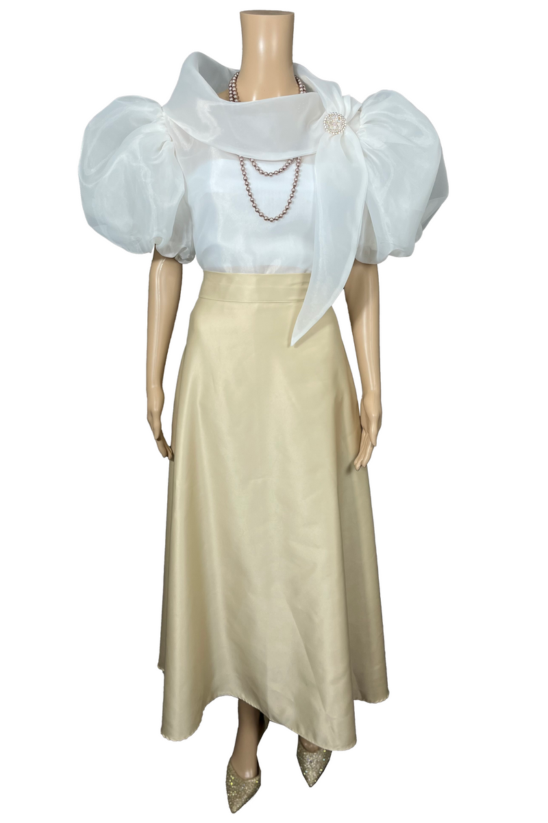Elegant Sheer Cloud Filipiniana Kimona with Modern Puff Sleeve ...