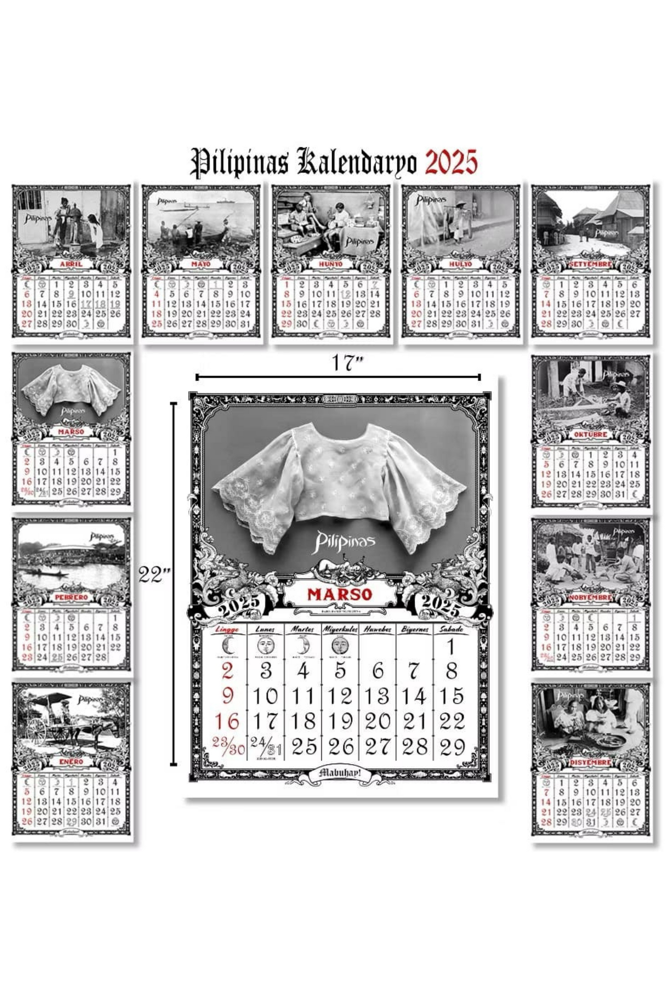 Vintage Filipino Calendar - HM02 | Barong World