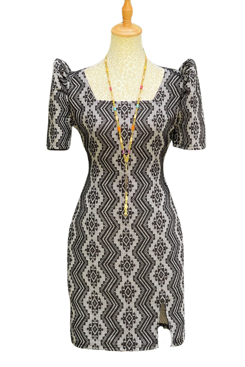 Ilocos Pinilian Handmade Modern Filipiniana Mini Dress - HW56