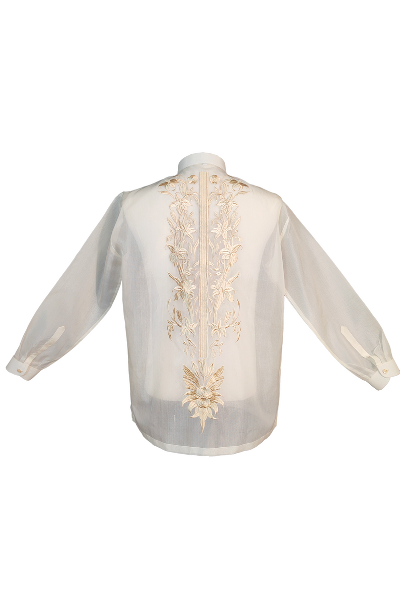 Premium Golden Sunburst with Flourishing Leaves Embroidered Barong ...