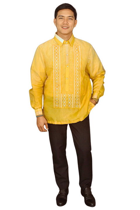 Organza Elegant Golden Barong Tagalog - Reymart - JK37 – Barong World