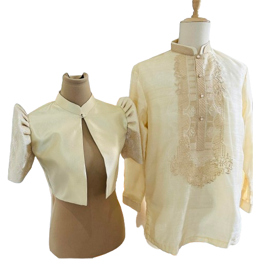 Couple Classic Golden Barong Tagalog + Premium Gold Bolero - JBD3