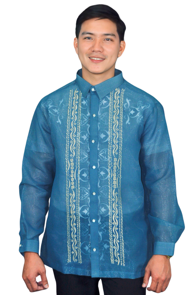 Cocoon Blue Elegante Barong Tagalog - Mark - JV515 | Barong World