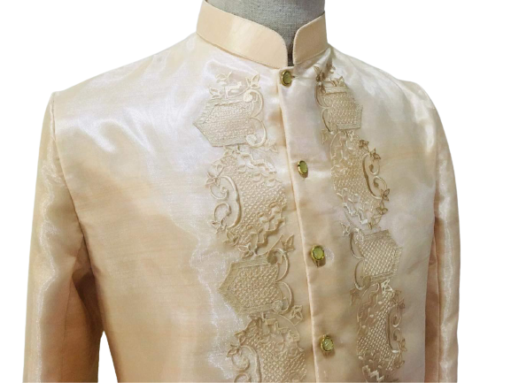 Premium Barong Tagalog Coat Jacket Gold - Piolo JS7 – Barong World