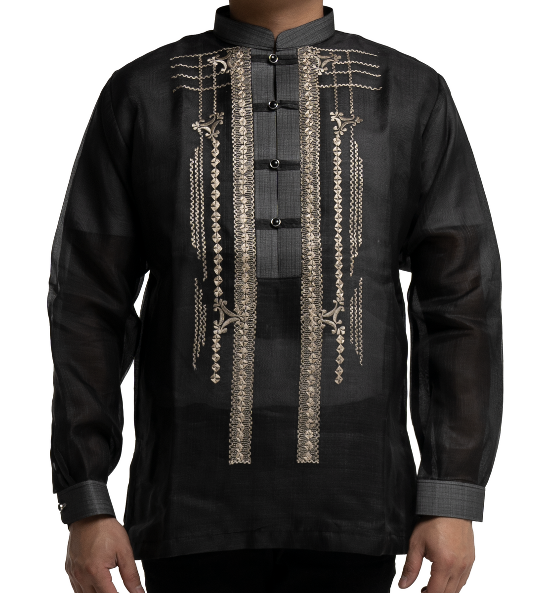 Couples Set Cultural Black Cocoon Barong + Organza Top and Duchess ...